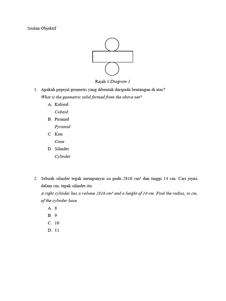 Soalan Math Objektif | PDF