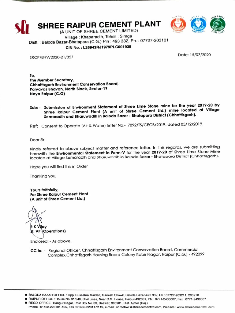 SRCP Mines Environment Statement Report 2019 20 | PDF | Waste ...