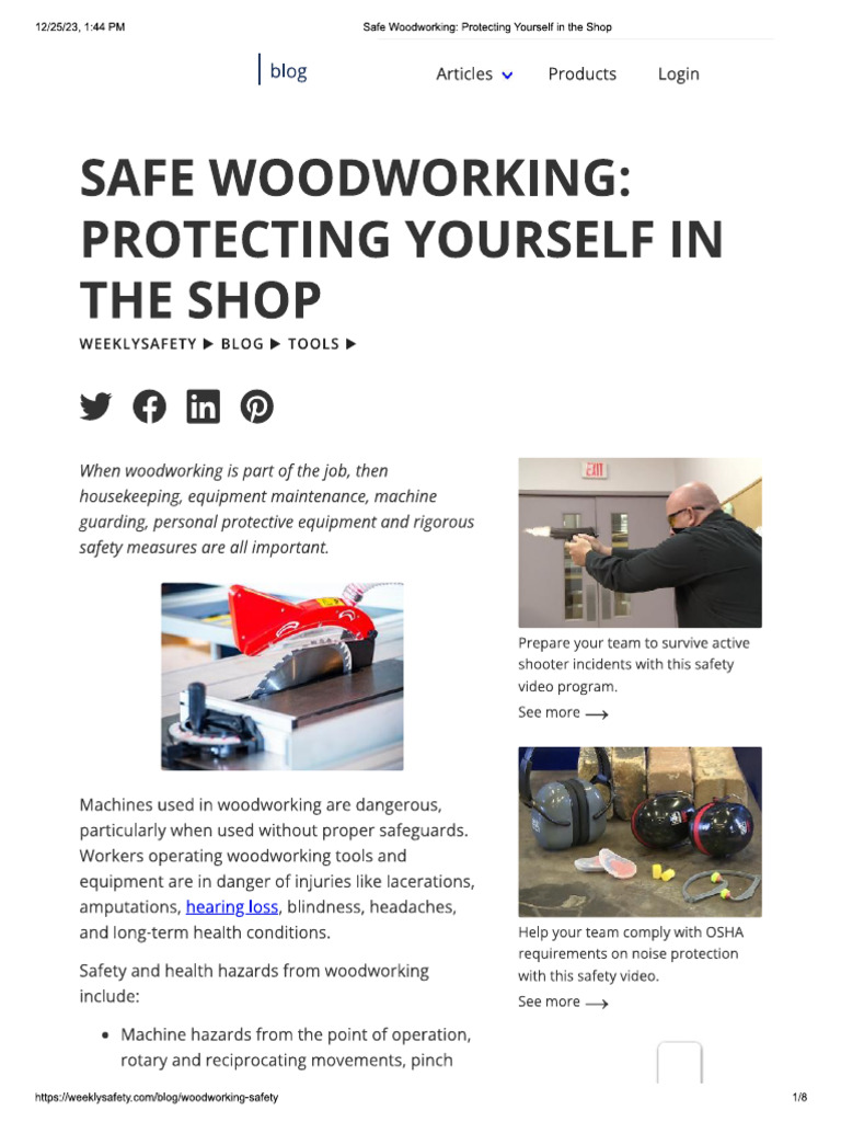 Safe Woodworking - Protecting Yourself in The Shop | PDF