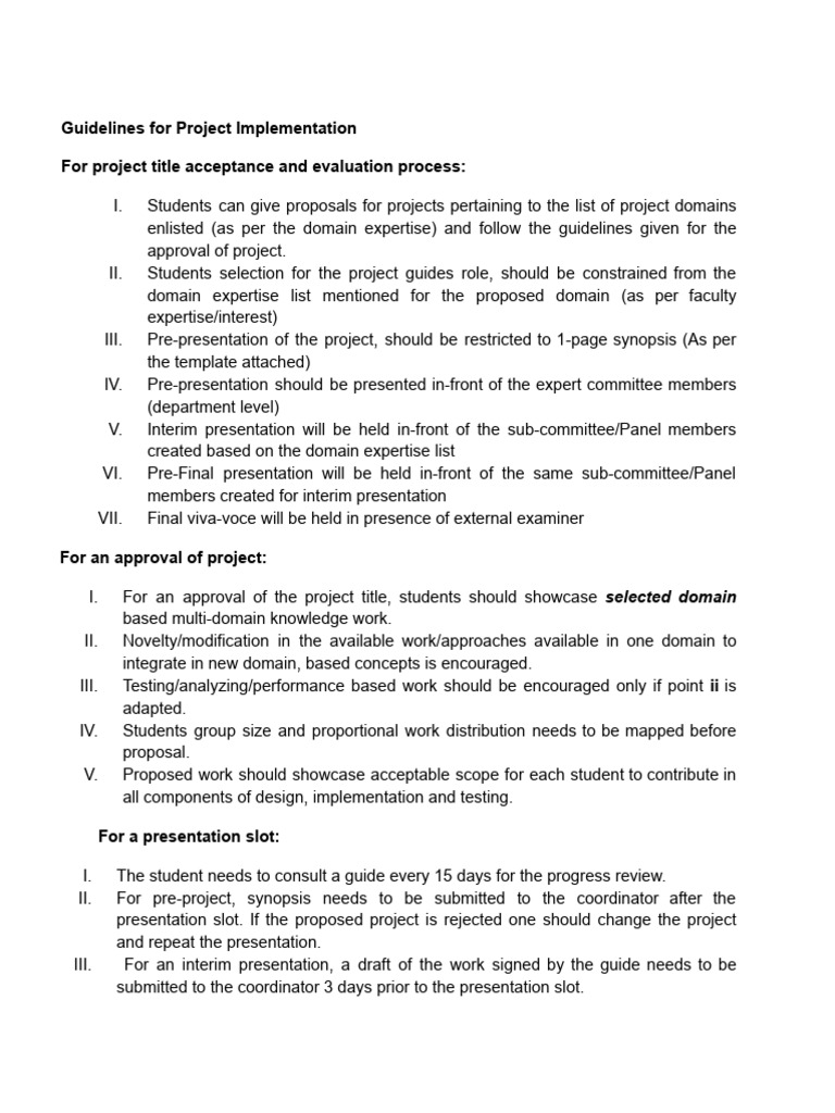 Project Work Instructions 2023 | PDF