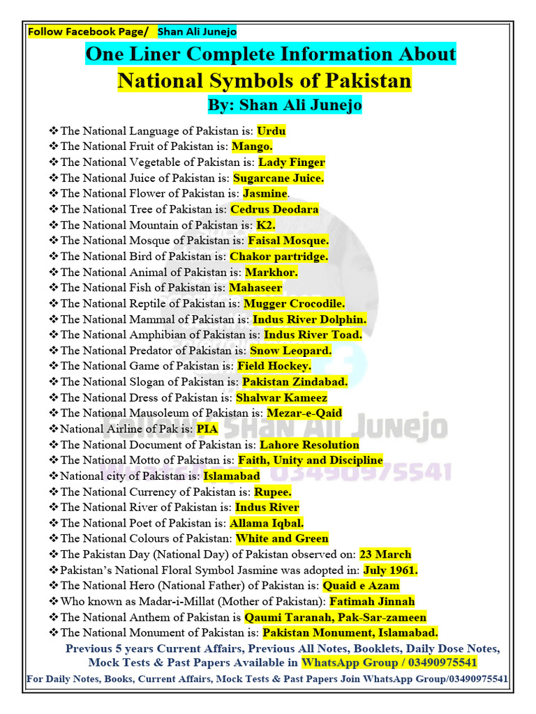National Symbols of Pakistan by Shan Ali Junejo | PDF
