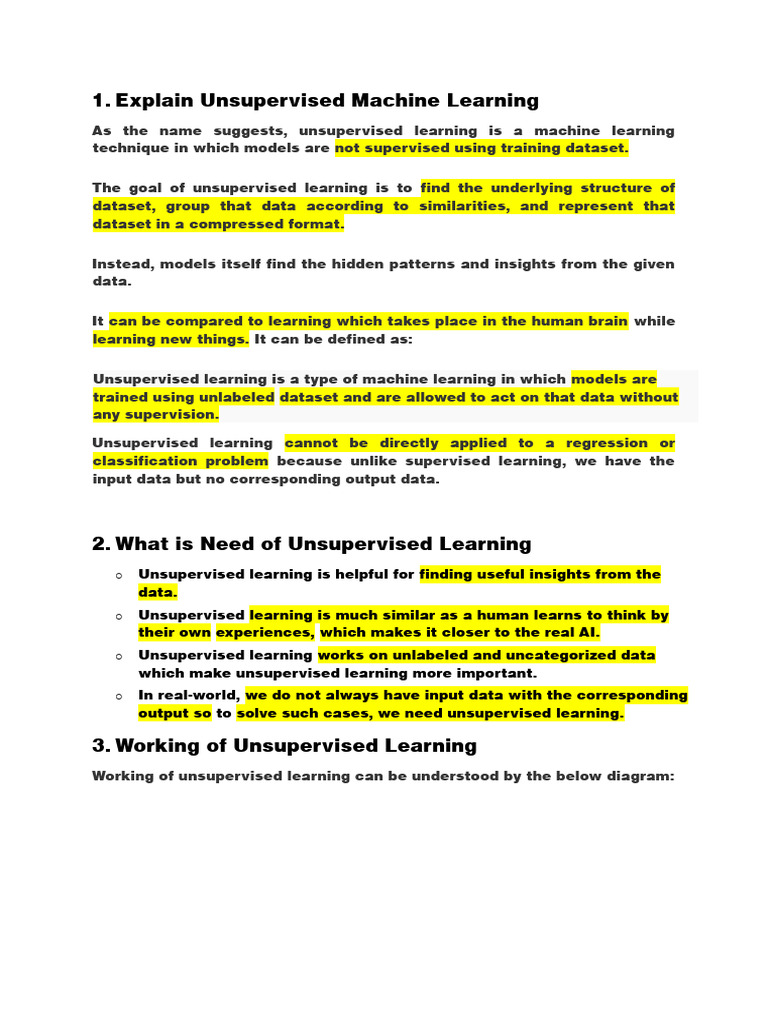 Unsupervised Learning - Machine Learning | PDF