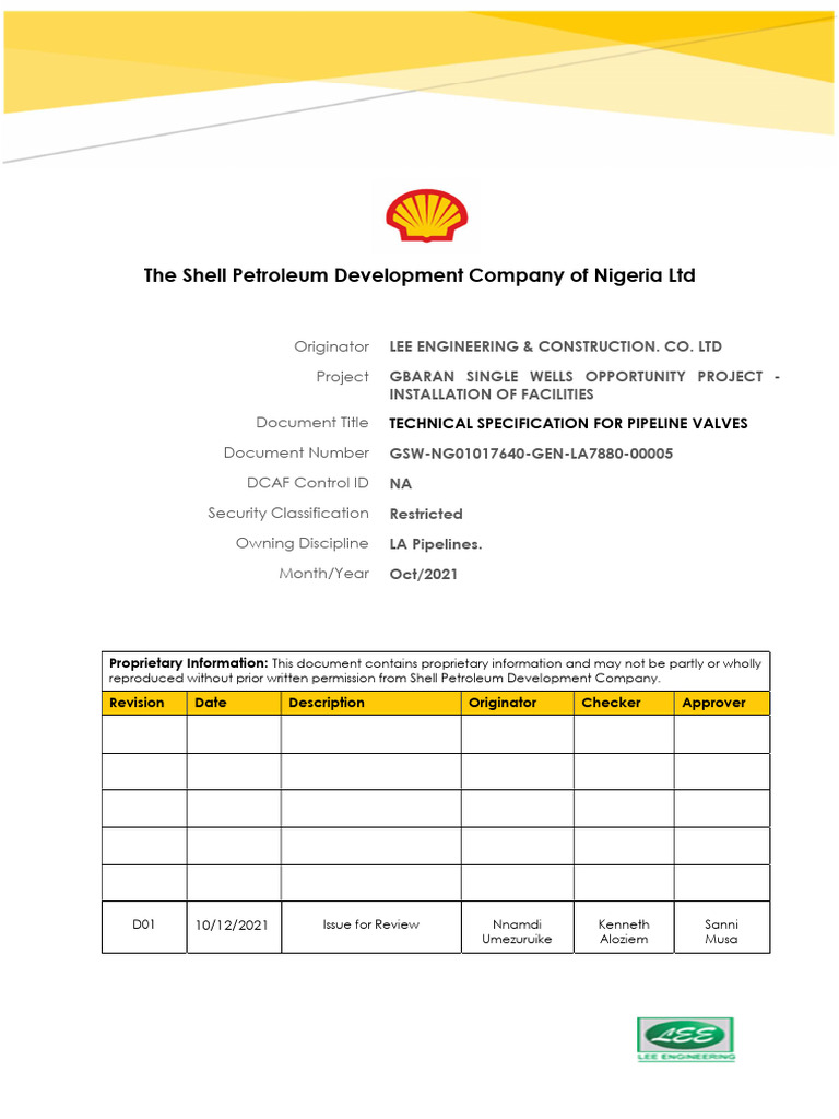 Gbaran Gas Development Technical Specs | PDF | Pipe (Fluid Conveyance ...