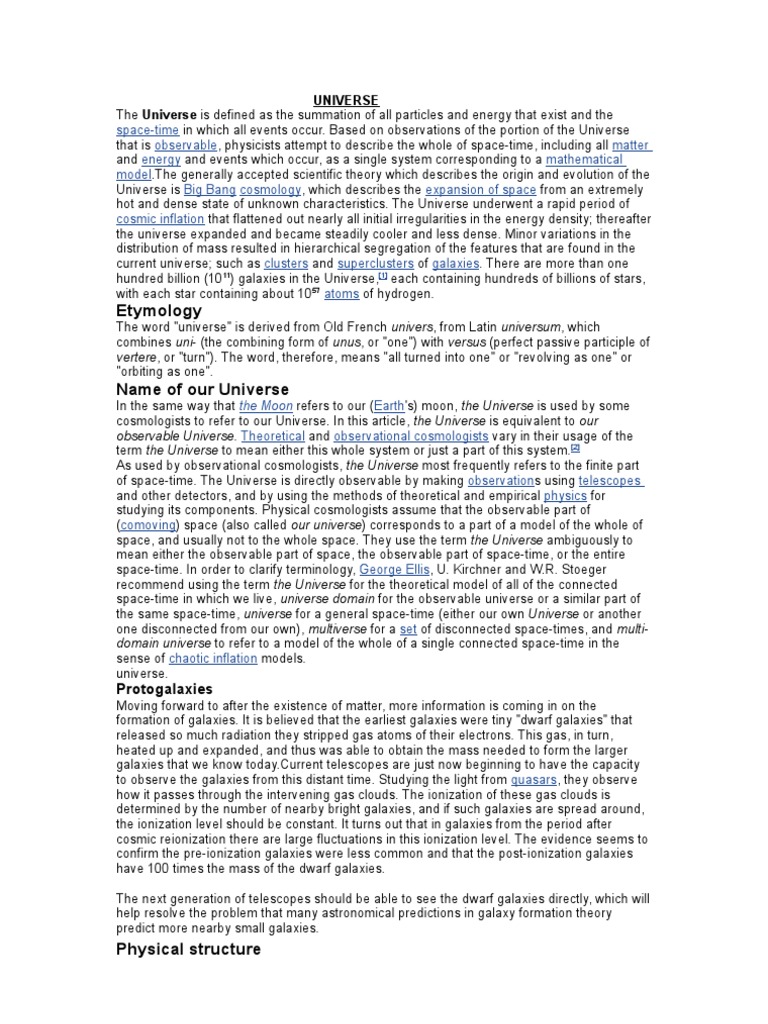 Understanding the Universe's Structure | PDF | Universe | Physical ...