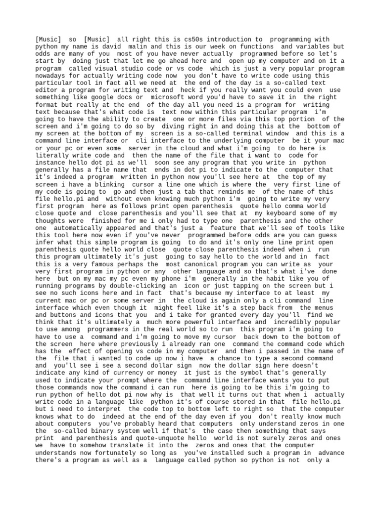 (English-Arabic) CS50P - Lecture 0 - Functions, Variables (DownSub - Com) | PDF | Parameter ...