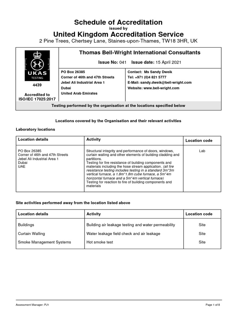 Bell-Wright Fire Testing Accreditation | PDF | Combustion | Fires