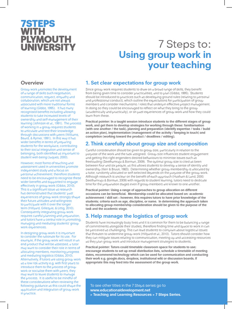 7 Steps To Using Group Work in Your Teaching March 2013 1 | PDF | Cross ...
