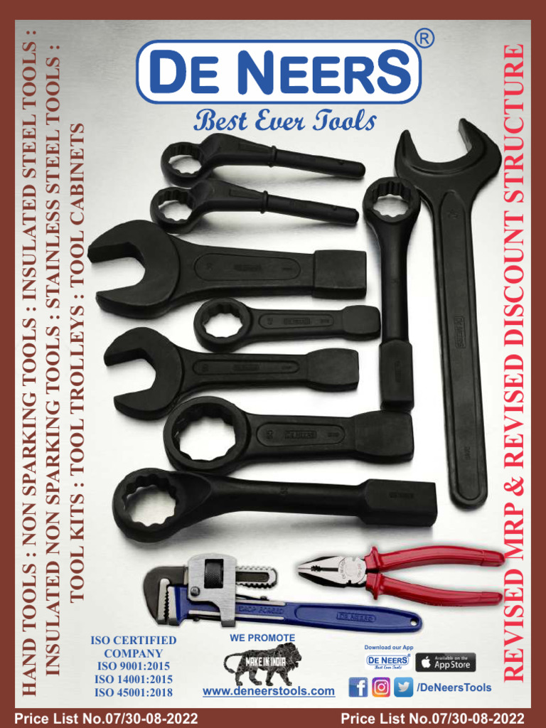 De Neers Tools Price List 2022 | PDF | Rail Transport | Tools