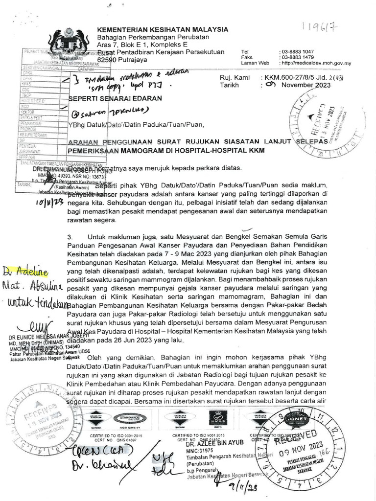 Arahan Penggunaan Surat Rujukan Siasatan Lanjut Selepas Pemeriksaan ...