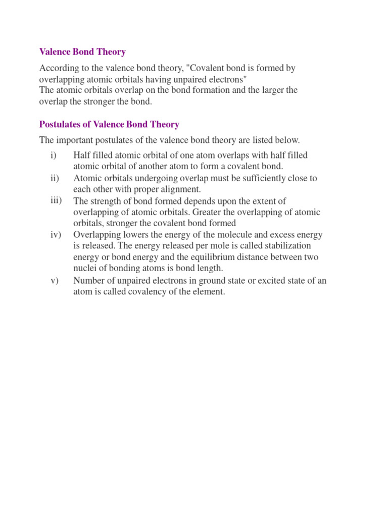 Valence-Bond-Theory-VBT. | PDF | Chemical Bond | Molecular Orbital