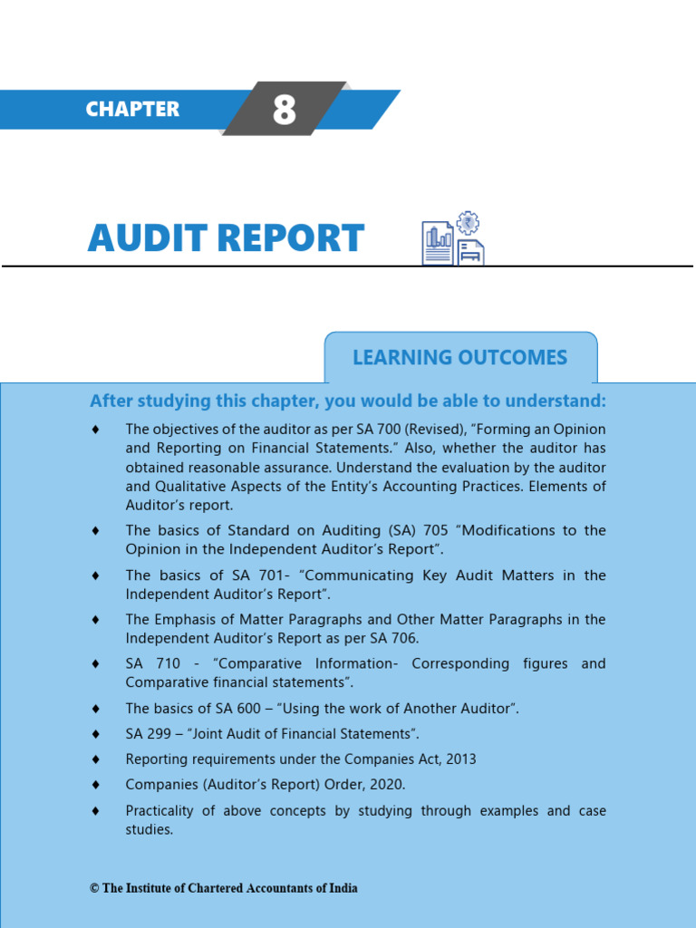 Chapter 8-Audit Report | PDF | Going Concern | Auditor's Report