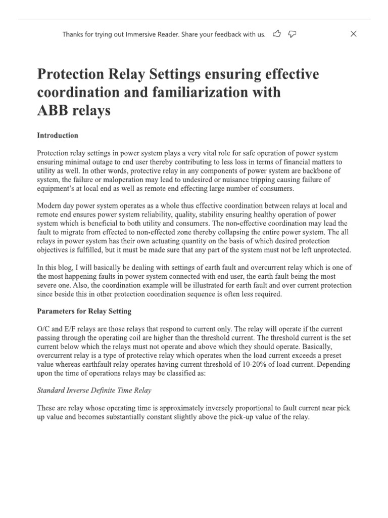 Relay Settings | PDF