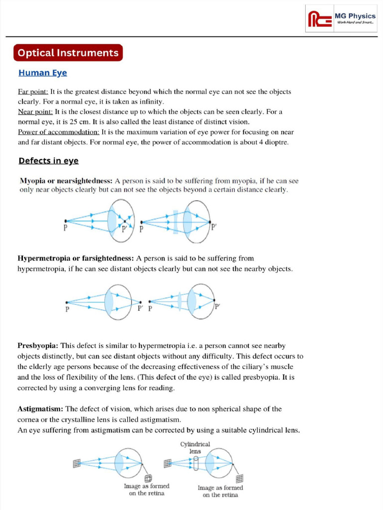 Optical Instruments Notes | PDF