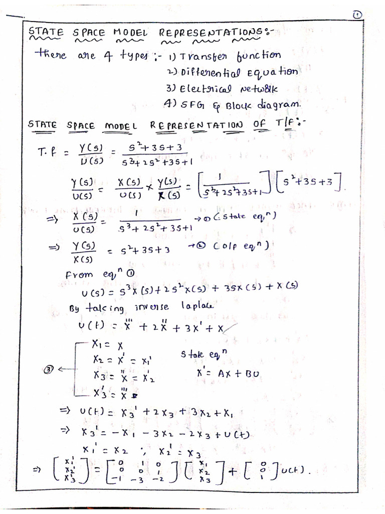 State Space Representation Model Pdf