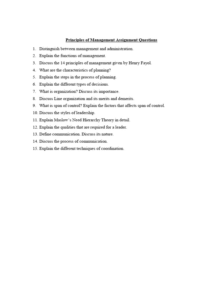 Principles of Management Assignment | PDF