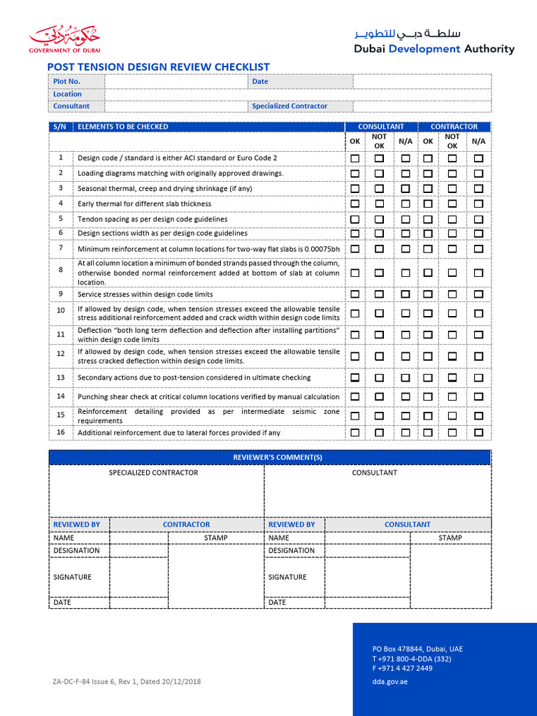 48 ZA DC F 84 Post Tension Design Review Checklist | PDF | Fracture ...