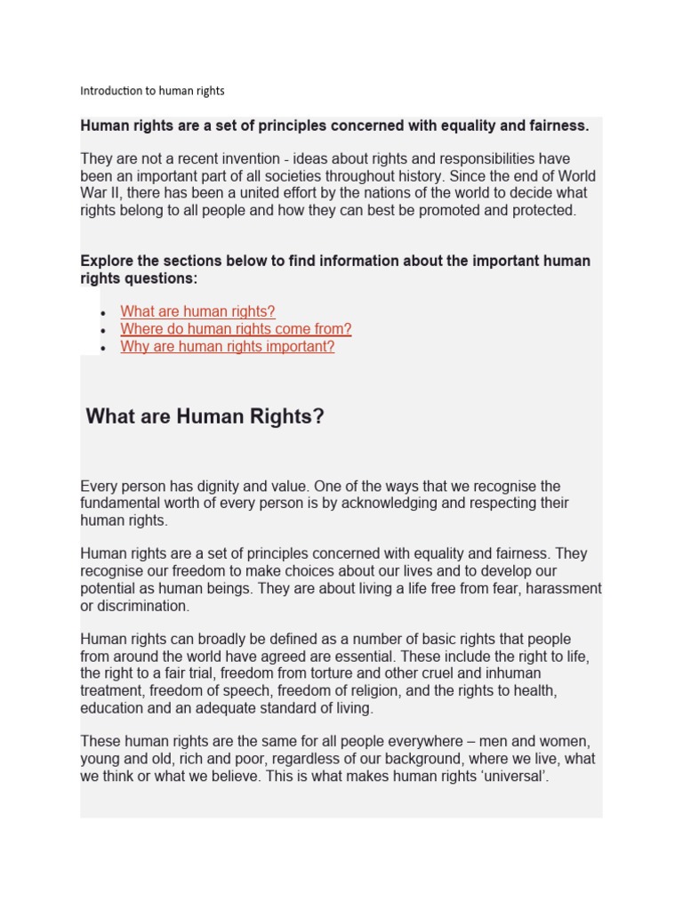 Introduction To Human Rights | PDF | Human Rights | Rights