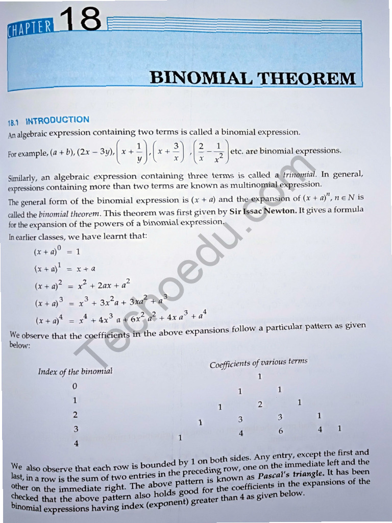 Chapter 18 Binomial Theorem (RD Sharma) PDF | PDF
