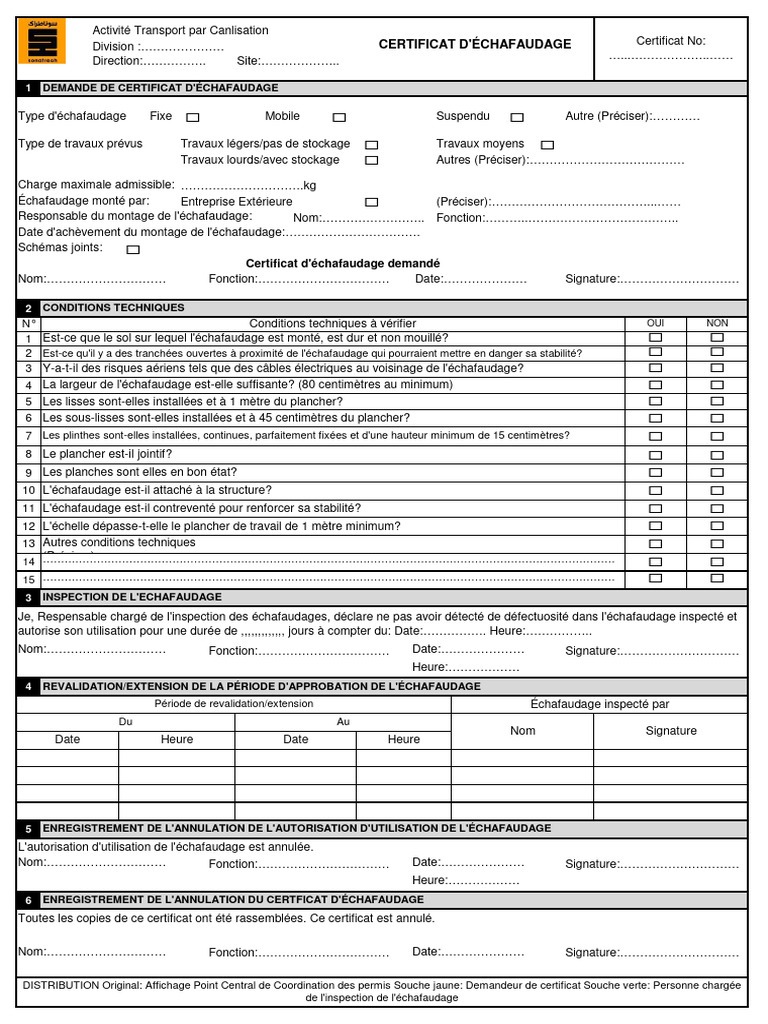 Certificat D'echafaudage | PDF