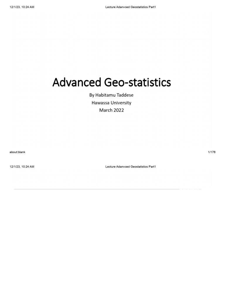 Lecture Adanvced Geostatistics Part1 | PDF