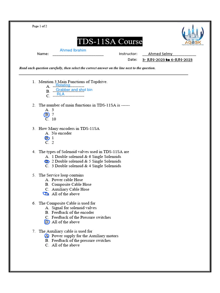 TDS-11SA Exam | PDF | Mechanical Engineering | Electric Power