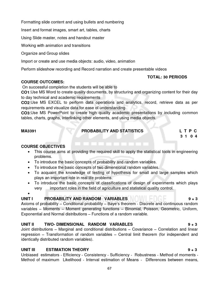 Engineering Mathematics M4 Syllabus | PDF | Teaching Methods ...