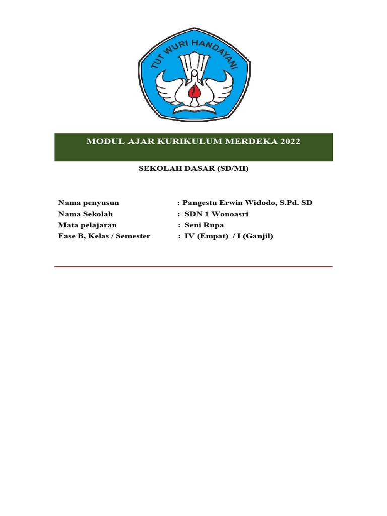 Modul Ajar Seni Rupa Kelas 4 SD | PDF