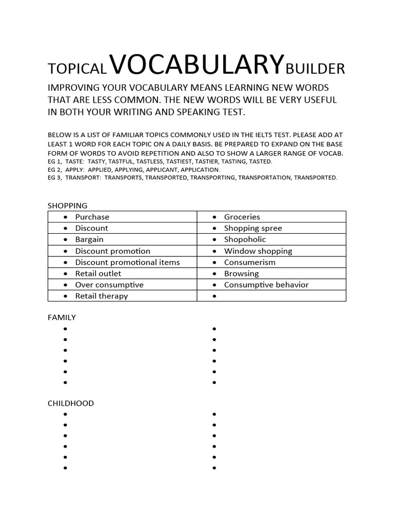 Topical Vocabulary Builder | PDF