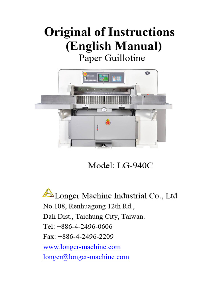 LG-940C Manual | PDF | Crane (Machine) | Switch