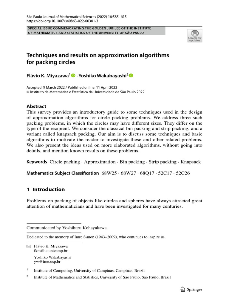 Circle Packing Survey | PDF | Time Complexity | Area
