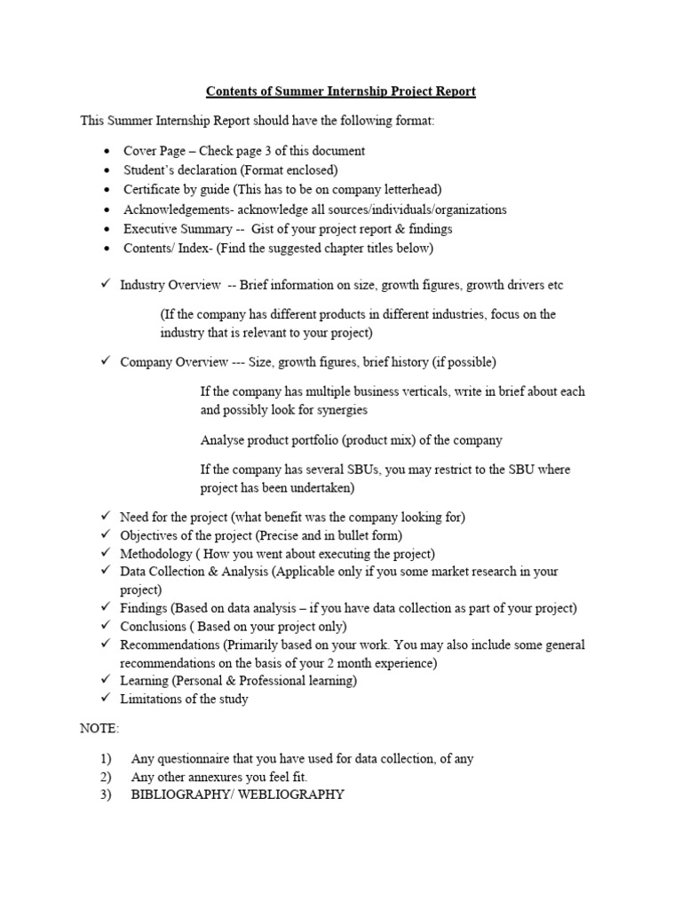 SIP Report Guidelines | PDF