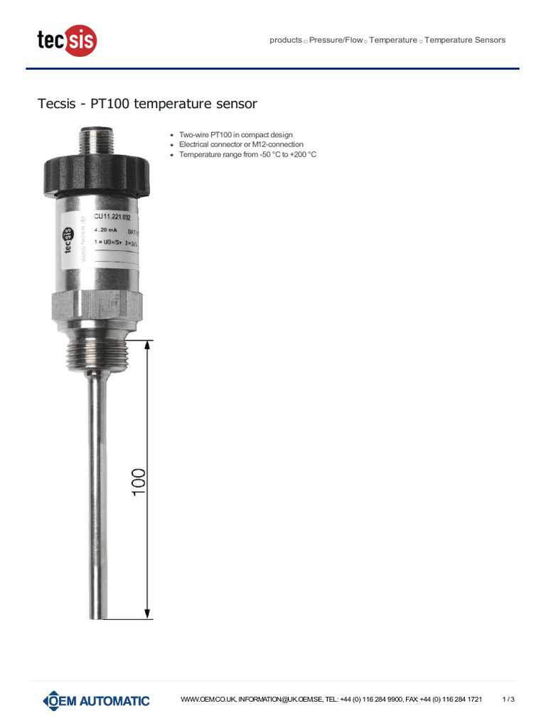 Vdocuments - MX - Tecsis pt100 Temperature Sensor Oem Connection Other ...