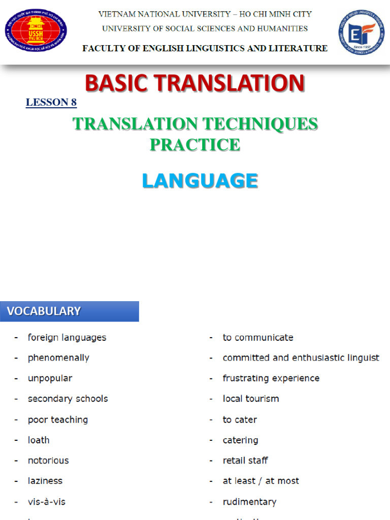 KHXHNV Basic Translation Practice Lesson 9 Topic Practice 4 Language | PDF | Communication ...