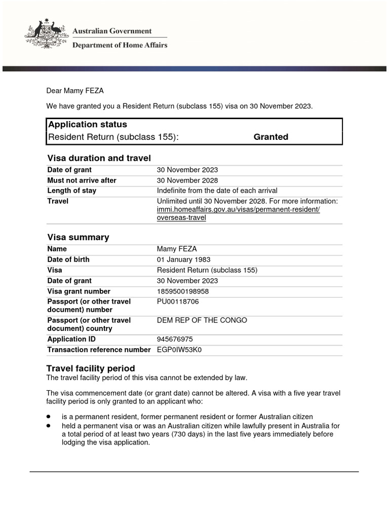IMMI Grant Notification | PDF | Employment | Travel Visa