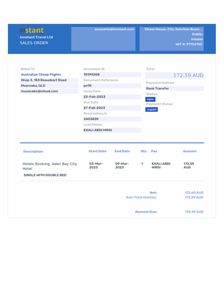 Innstant - Sales Order #Po10 | PDF