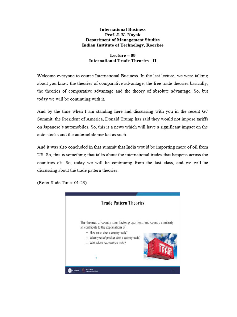 Lec 9 | PDF | Economics | Trade