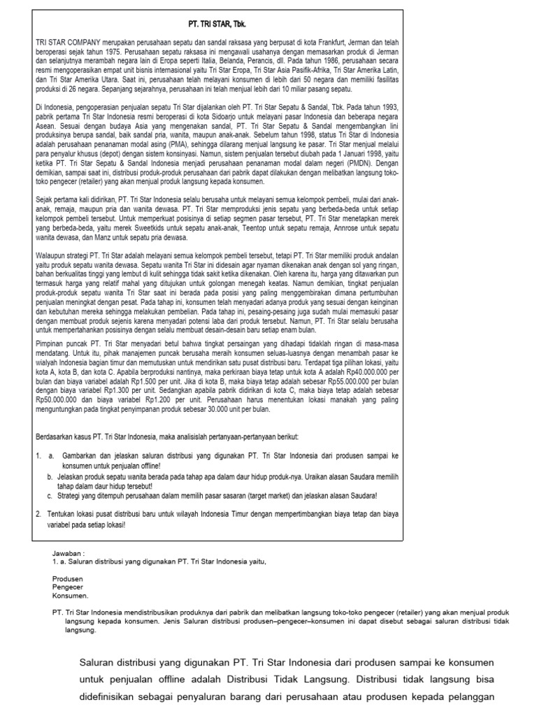 Tugas 1 - Tri Star - Pemasaran - Operasi | PDF | Bisnis | Pengelolaan ...