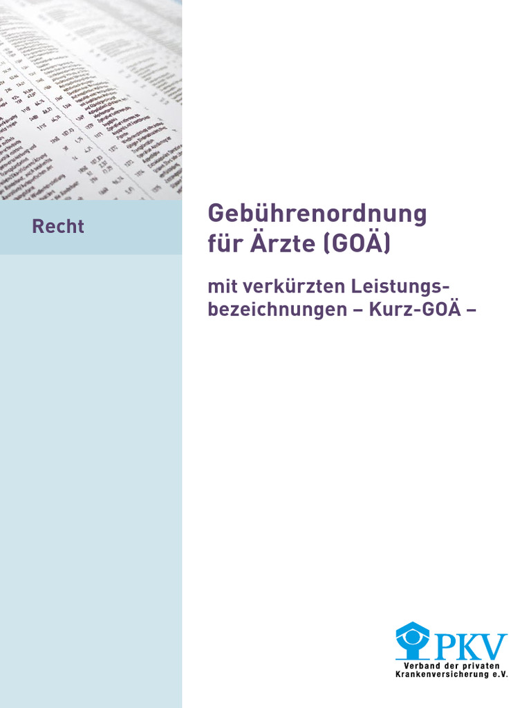 Gebuehrenordnung Fuer Aerzte Goae | PDF