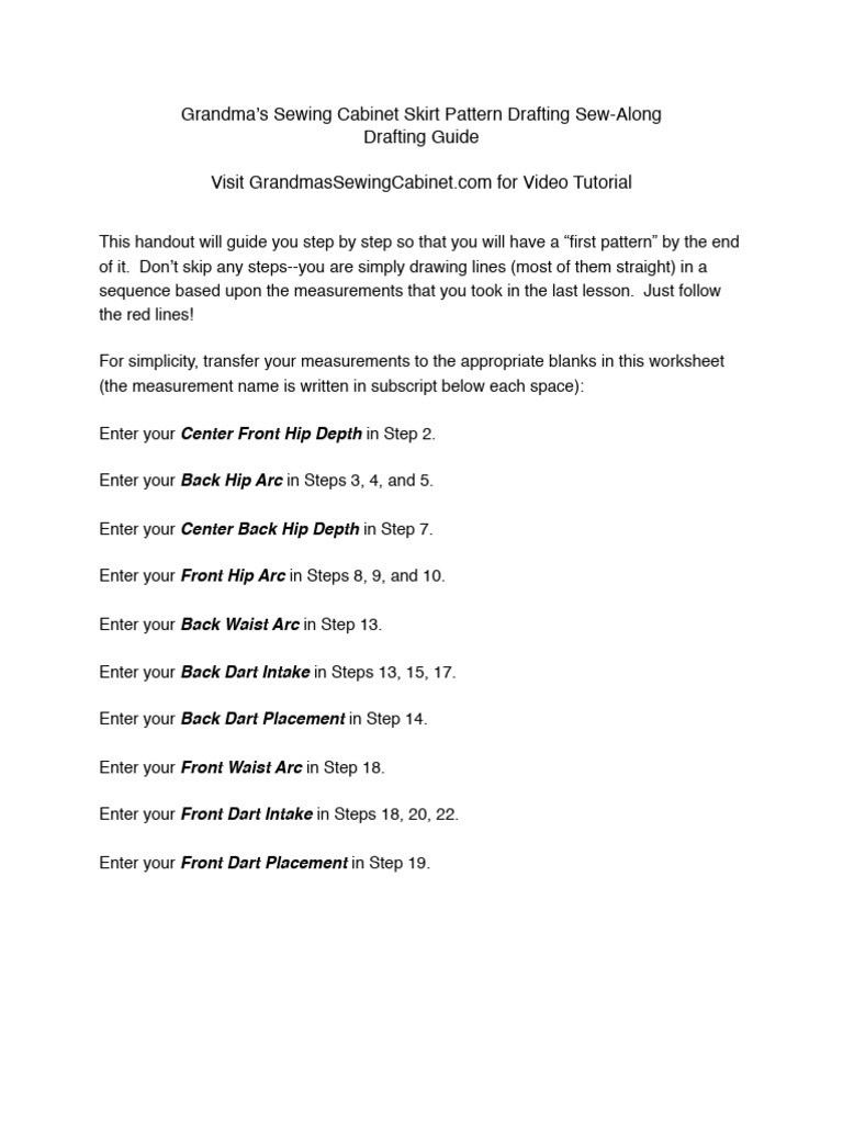 Drafting Skirt Worksheet | PDF | Seam (Sewing) | Sewing