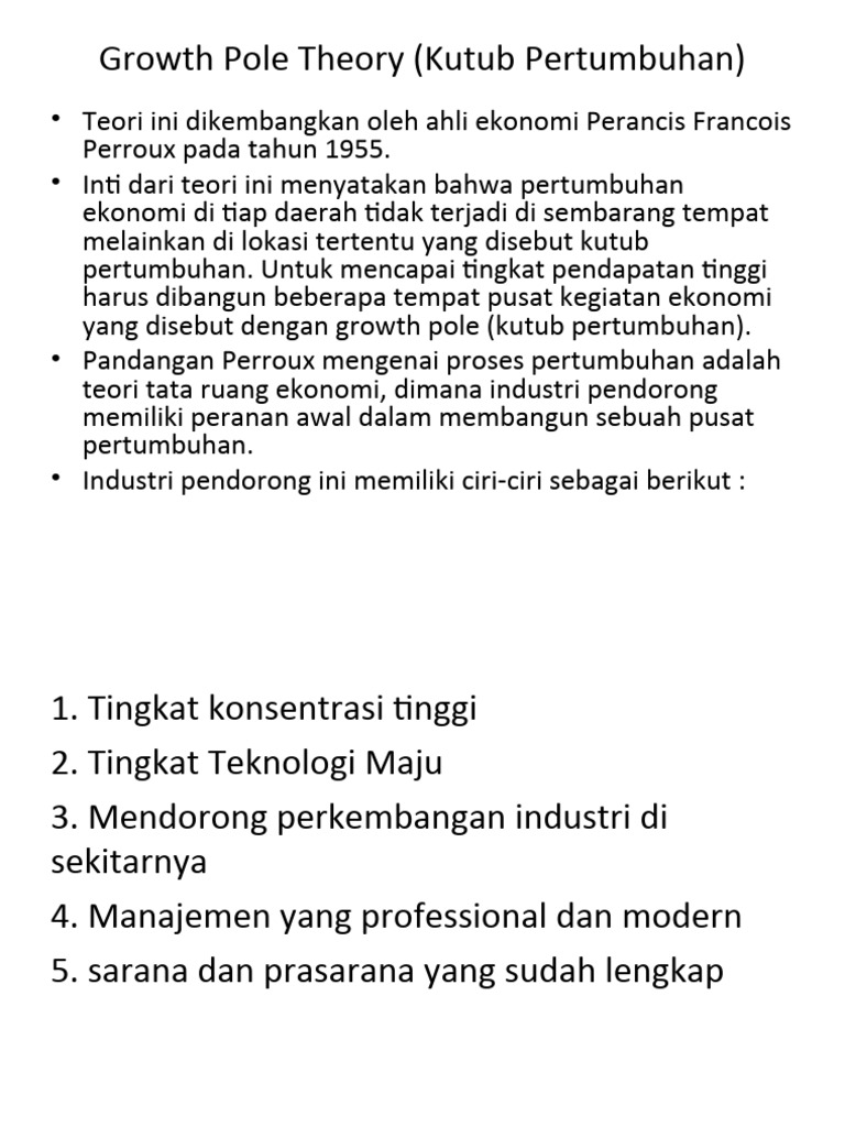 Teori Kutub Pertumbuhan (Growth Pole Theori) | PDF