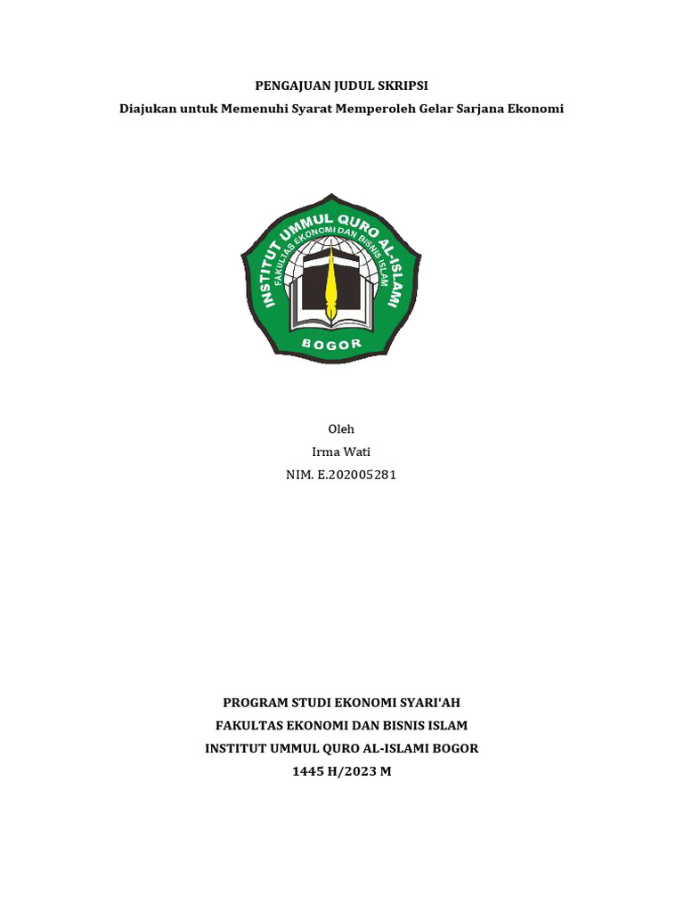 Pengajuan Judul Skripsi Irma PDF | PDF | Bisnis | Pengelolaan Keuangan ...