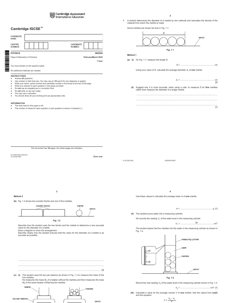 Past Paper IGCSE 2023 62 | PDF