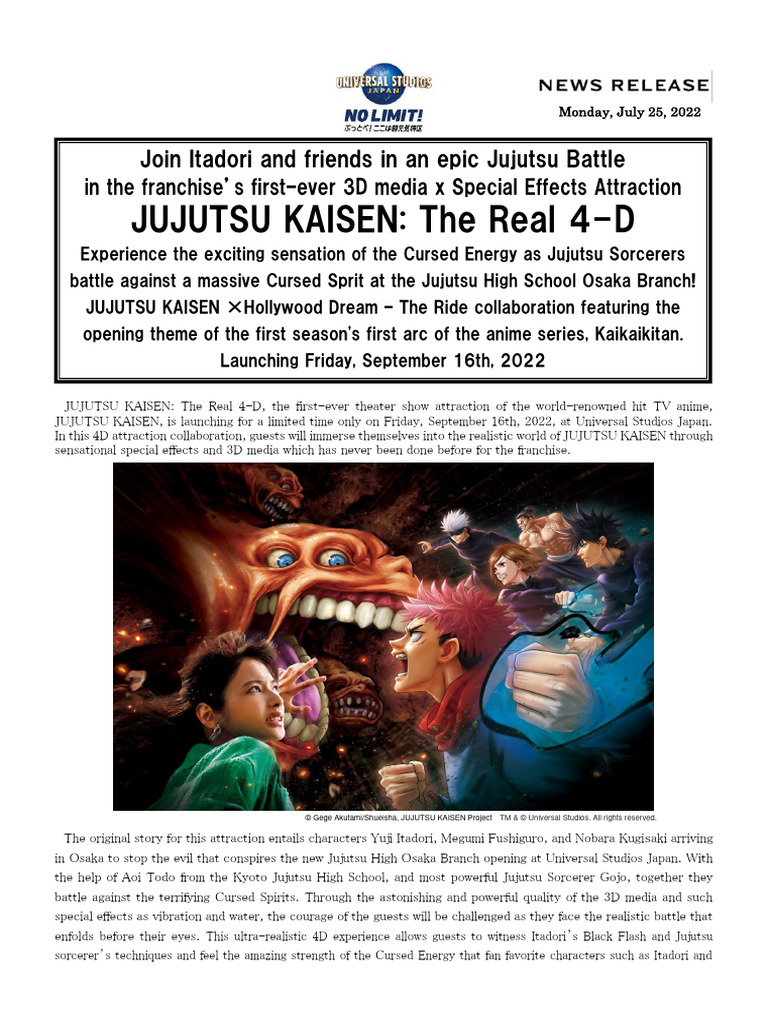 Jujutsu Kaisen: The Real 4-D: Join Itadori and Friends in An Epic ...
