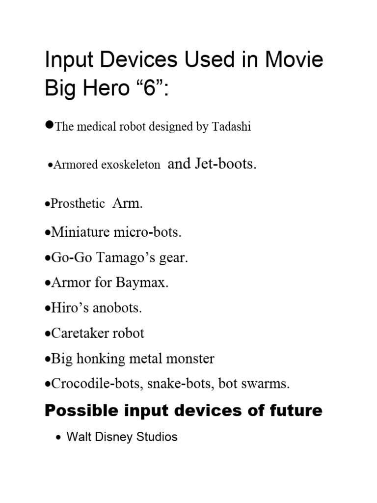Input Devices in Big Hero 6 | PDF | Games & Activities | Technology ...