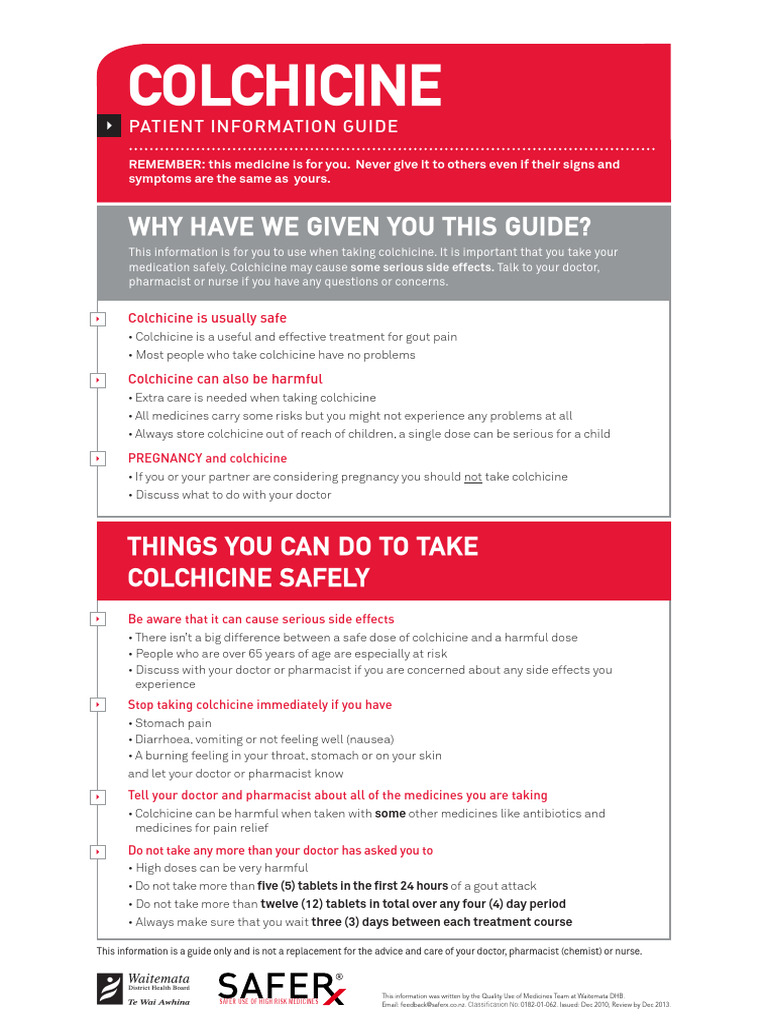 Colchicine Patient Guide | PDF | Pain | Physician