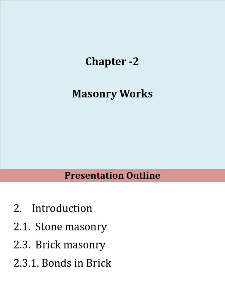 CH-2 Masonry Ppt | PDF | Masonry | Materials