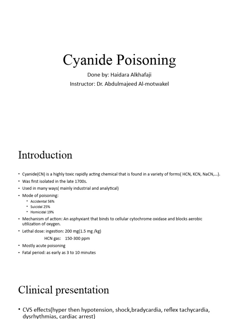 Cyanide Poisoning Treatment | PDF | Cyanide | Diseases And Disorders