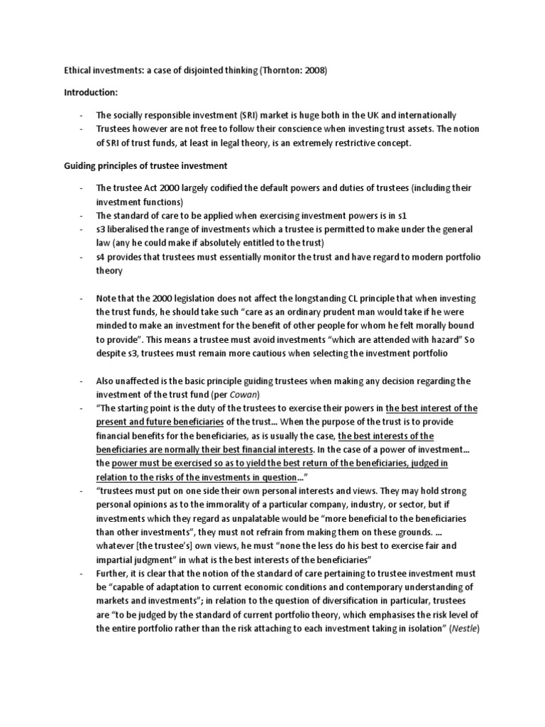 Thornton - Ethical Investments - A Case of Disjointed Thinking | PDF ...