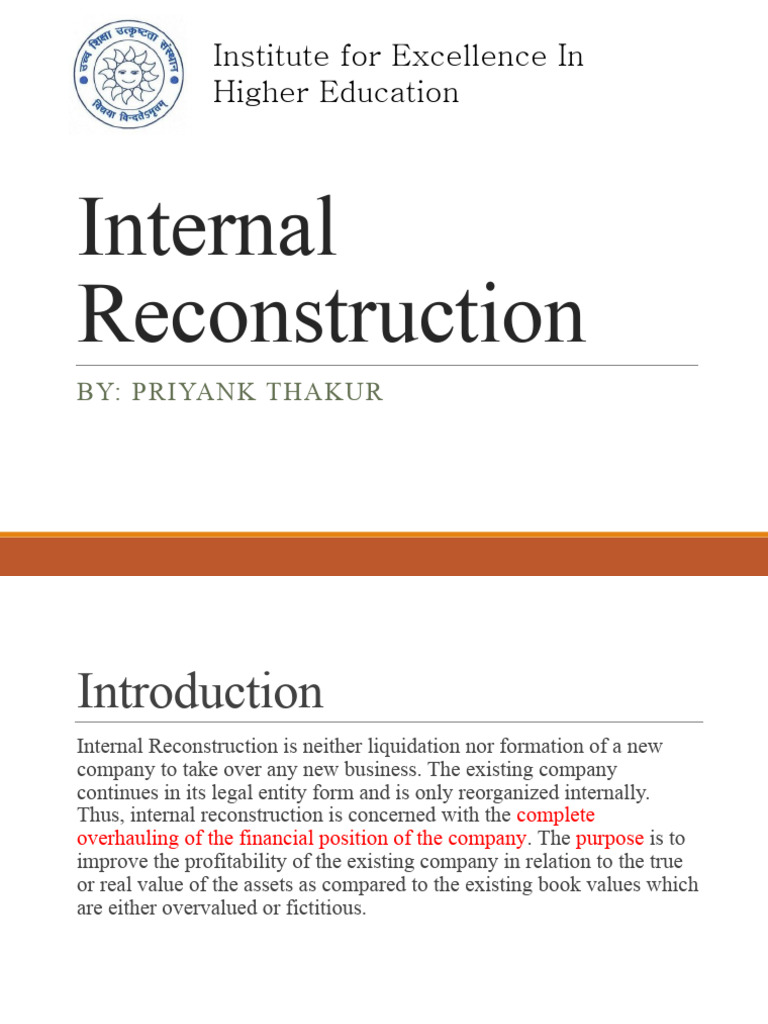 Internal Reconstruction Part-I | PDF