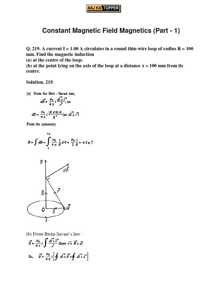 Constant Magnetic Field Magnetics Solutions for JEE Physics IRODOV ...